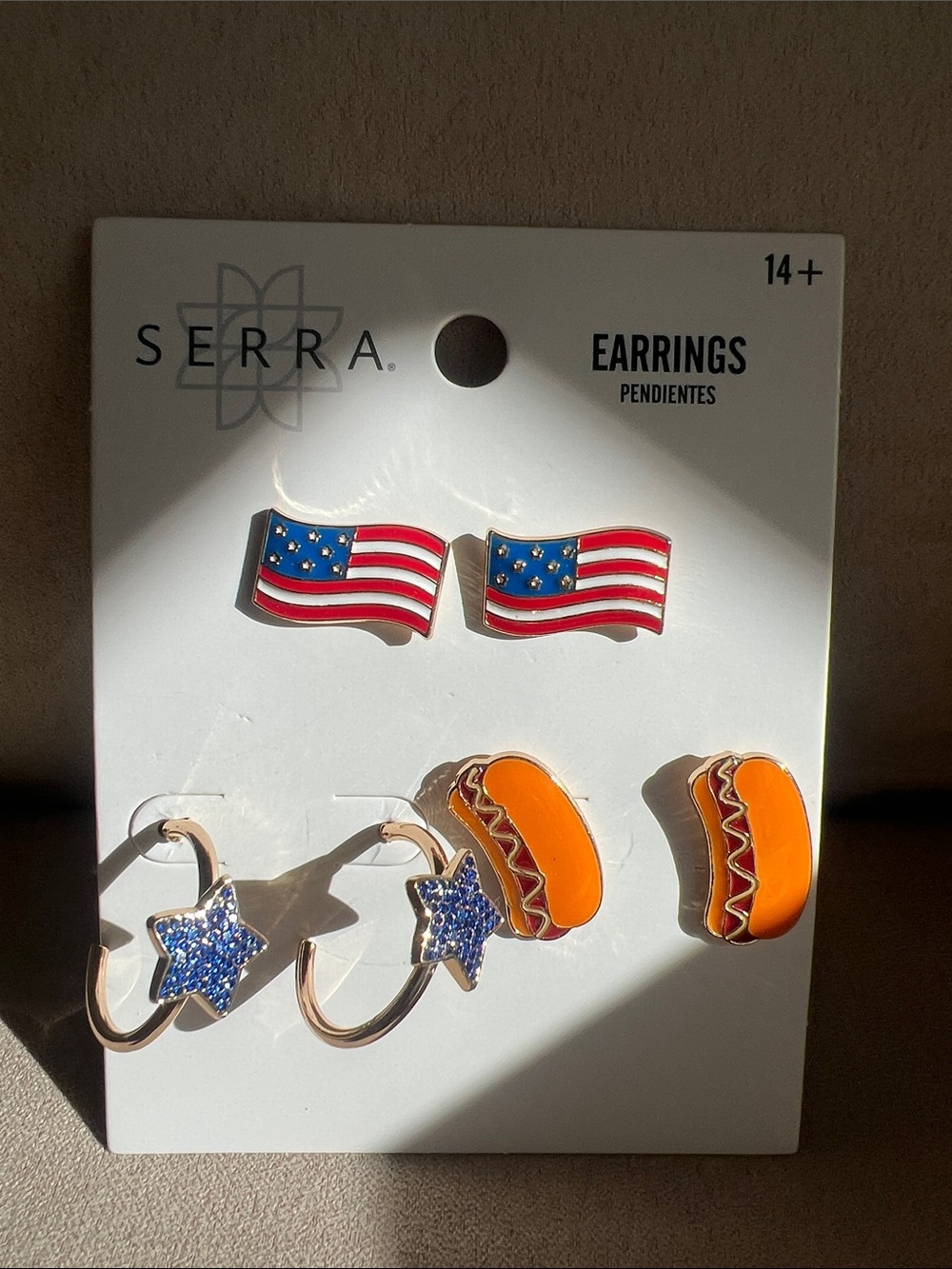 Serra | Jewelry | New Serra Flag Blue Star Orange Hot Dog Earring Set ...